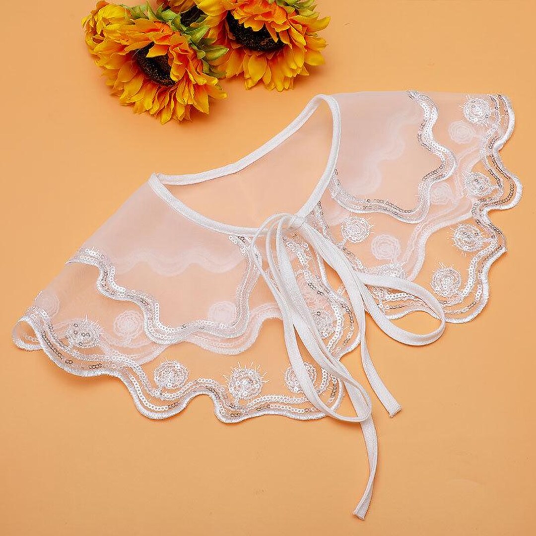 Lace Detachable Collar, Floral Embroidery Lace Collar, Hollowed ...