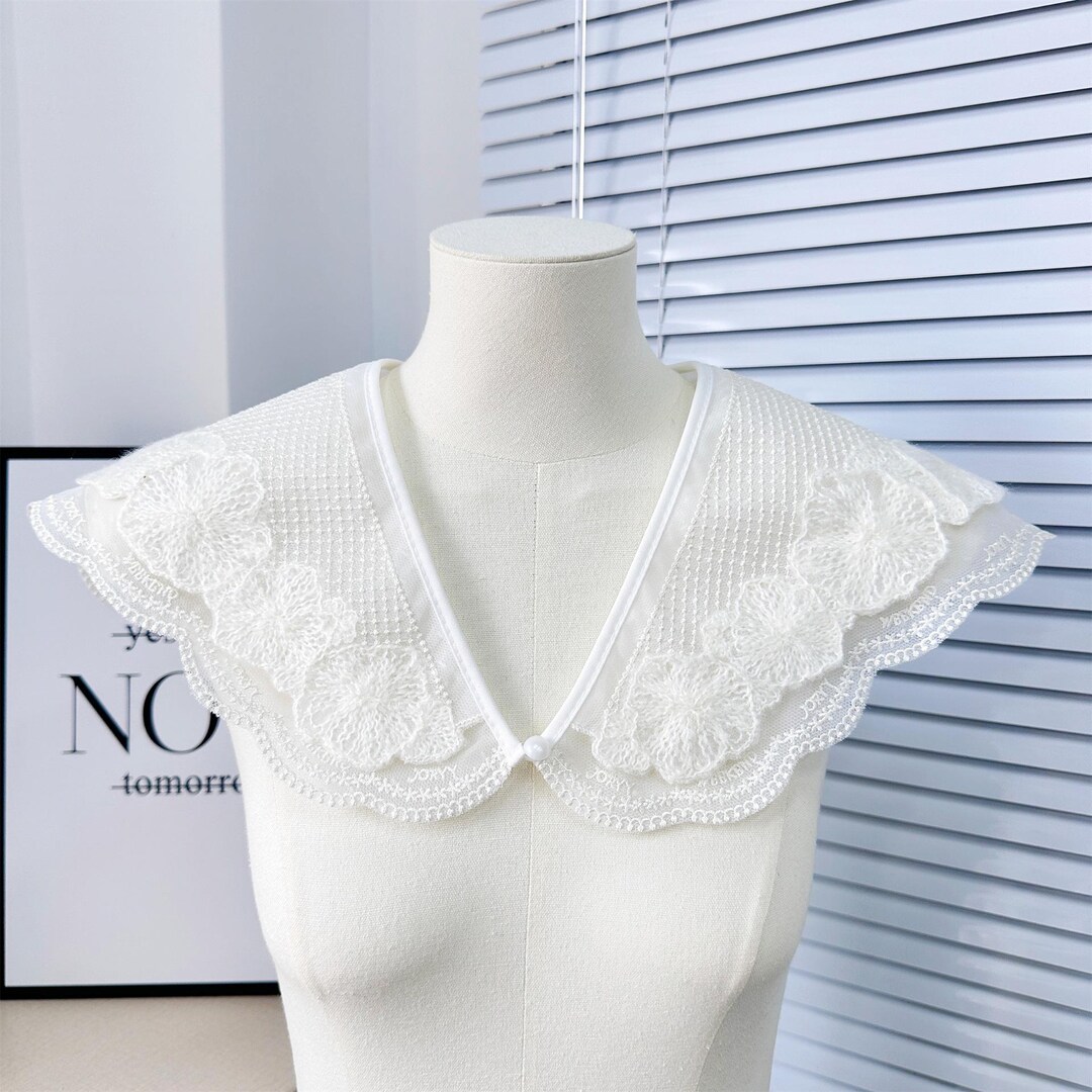 Embroidery Floral Detachable Collar, Cotton Crochet Collar,retro ...