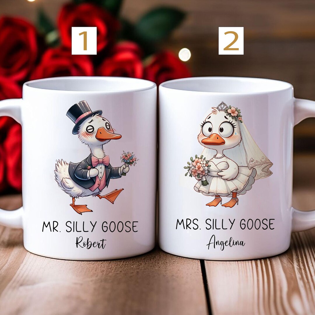 Mr and Mrs Silly Goose Mug, Funny Couple Goose Mug, Personalized ...