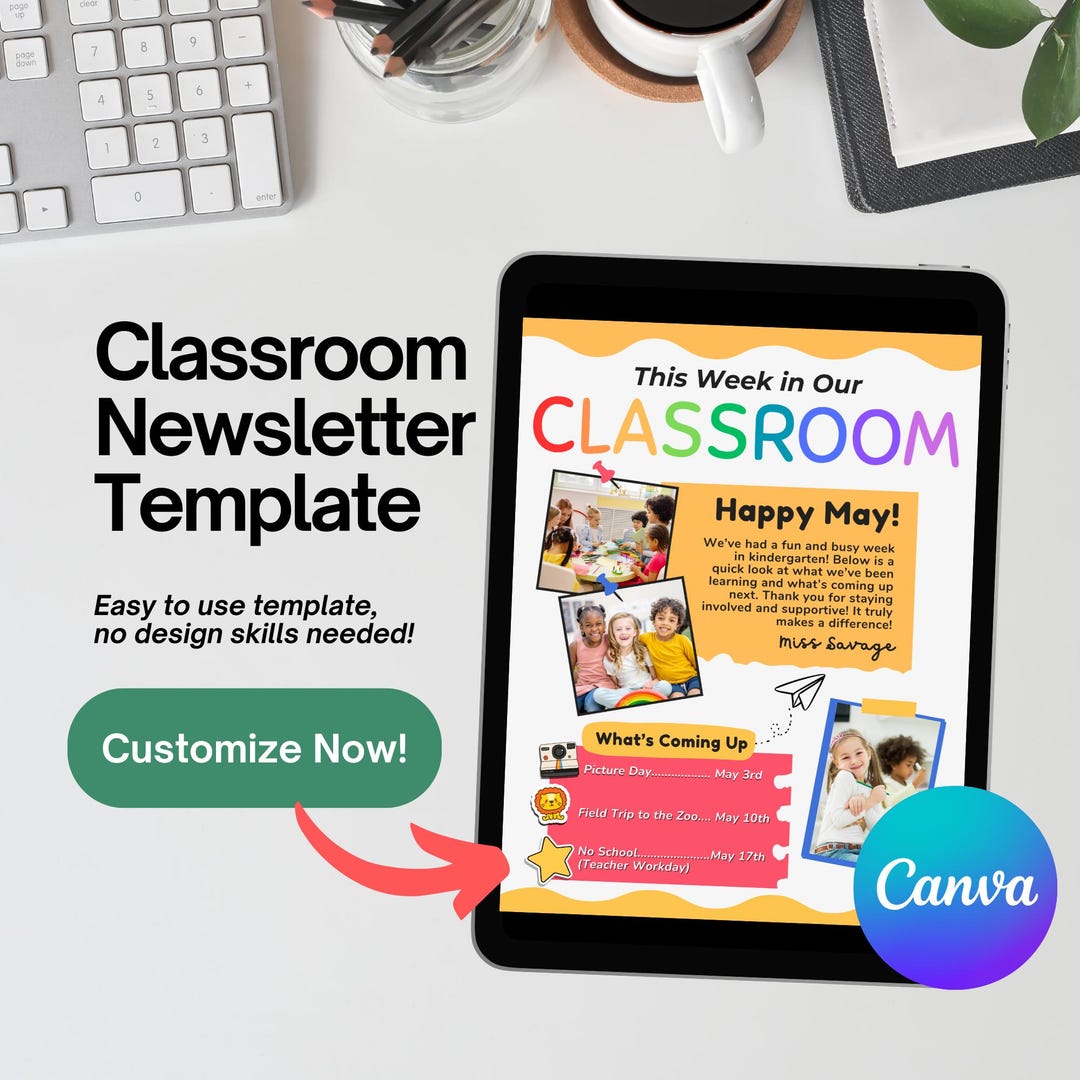 Editable Canvas Newsletter for Teachers. Easy to Use Template No Skills ...