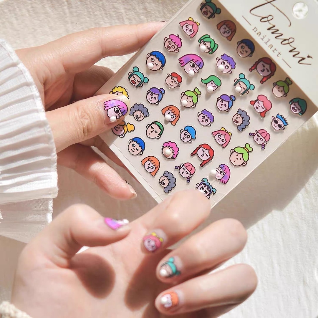 3D Cute Cartoon Character Nail Stickers Easy Peel & Stick Nail Wraps ...