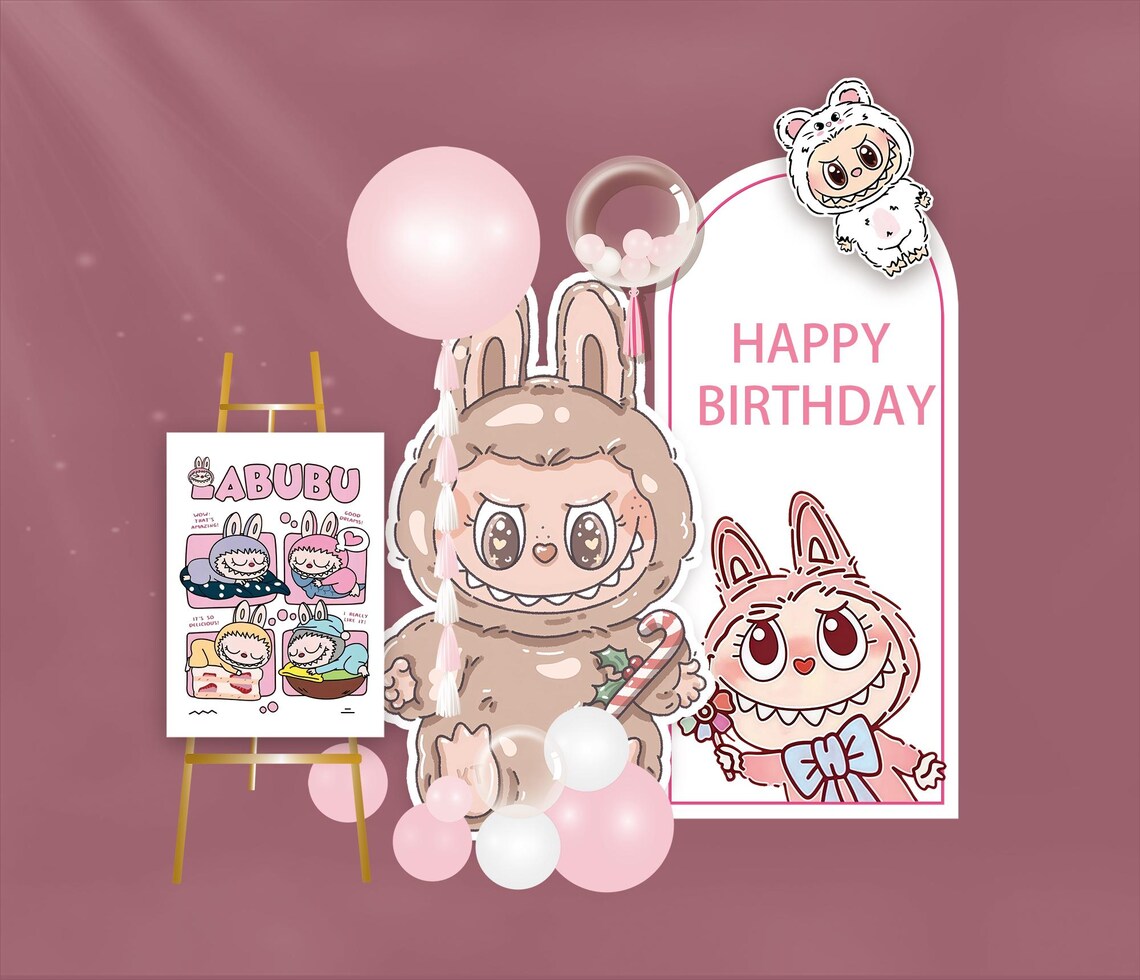 Labubu Party PNG & PSD Clipart | Cute Cartoon Characters | Birthday ...