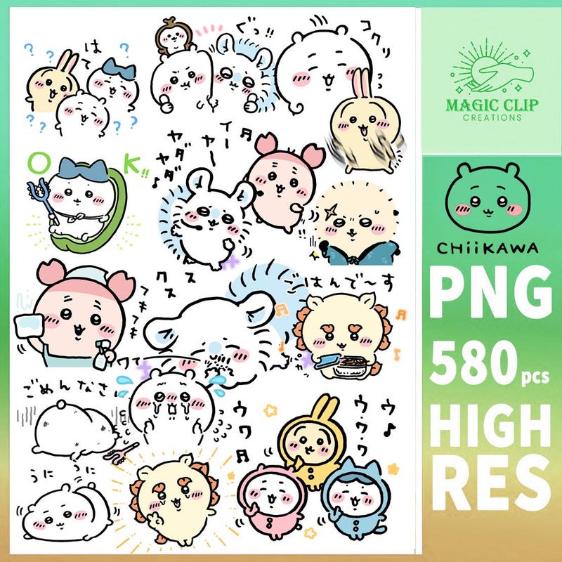 Chiikawa Stickers Png - Etsy