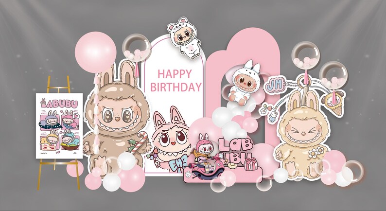 Labubu Party PNG & PSD Clipart | Cute Cartoon Characters | Birthday ...