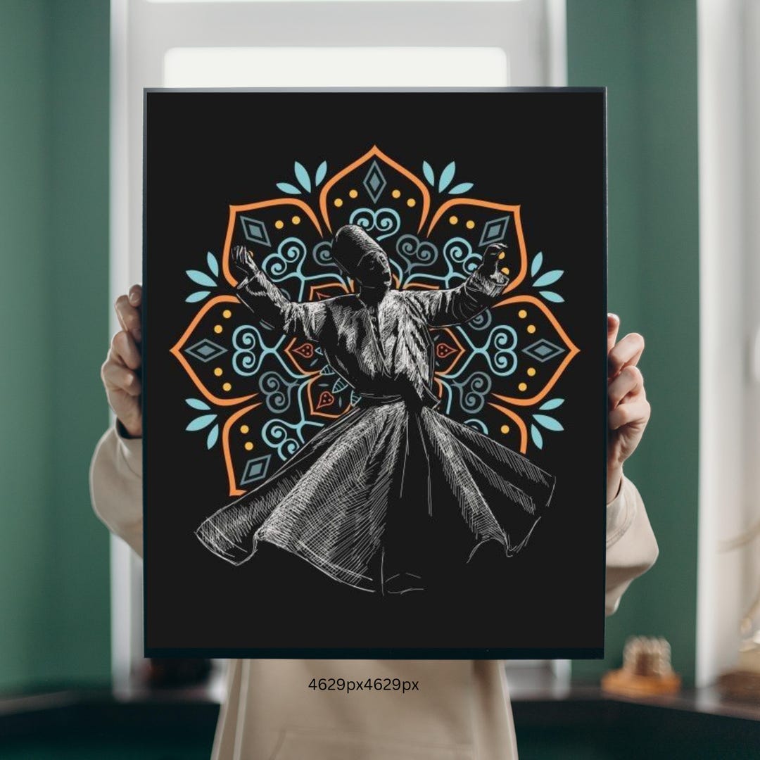 Sufism Calligraphy Wall Art Black | Arabic Islamic Art | Spiritual Sufi ...