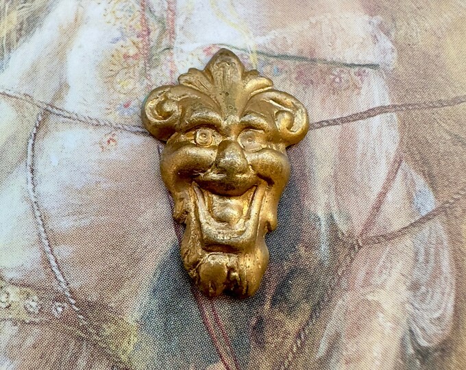 Vintage Rare Very Old Solid Brass Jester Laughing Man Devil Face Mask ...