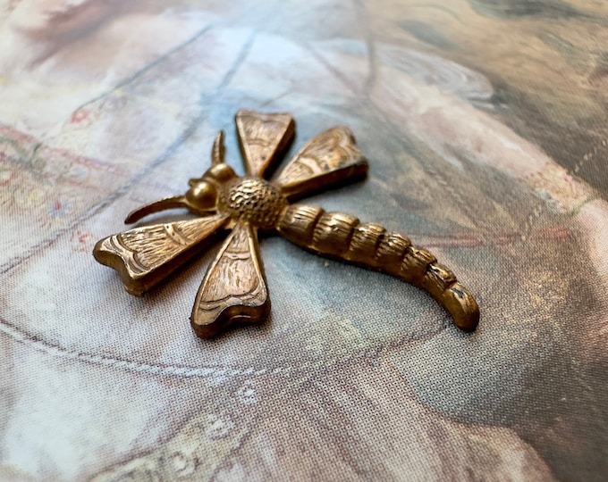 Vintage Rare Very Old Solid Brass Dragonfly Art Deco Repousse Pendant ...