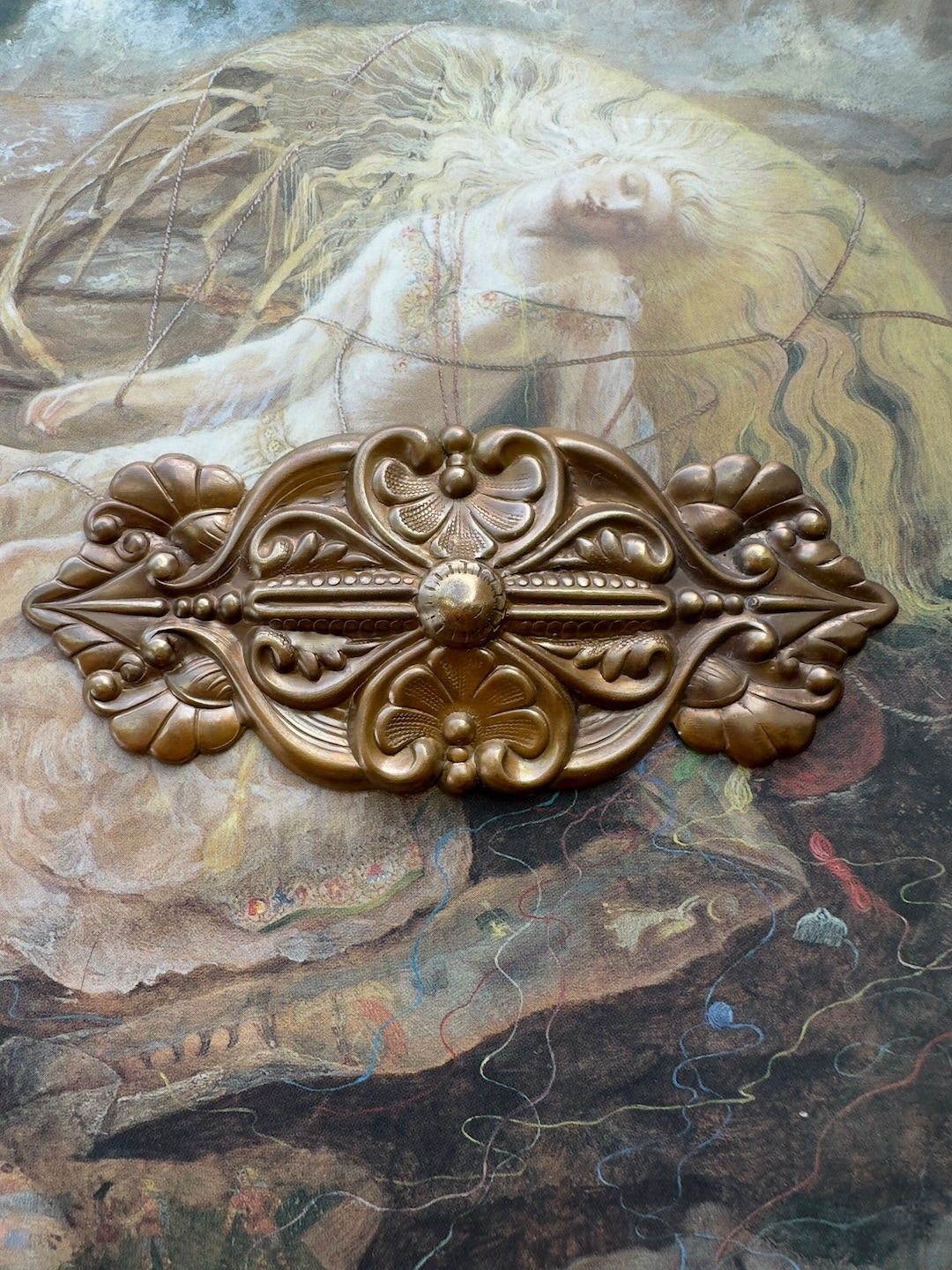 Vintage Art Deco 3.5” GORGEOUS Solid Brass Bold Raised Relief Repousse ...