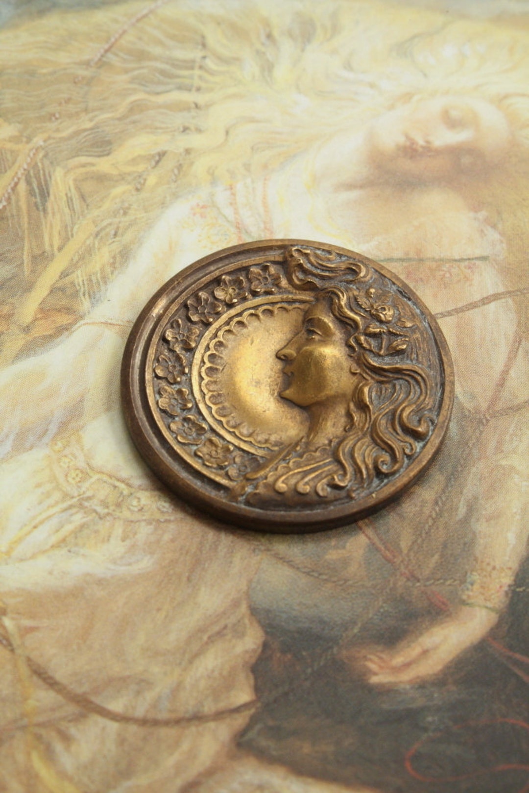 Vintage Rare Original OLD Solid Brass Art Deco Woman Pendant & Vintage ...