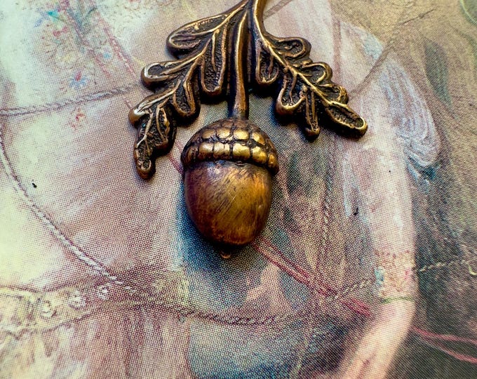 Vintage Deco Old Brass Acorn Design Drop Pendant Connector Etruscan ...