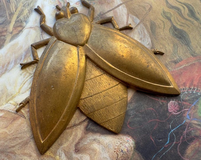 Vintage Rare Very Old Solid Brass Fly Insect Bug Art Deco Repousse ...