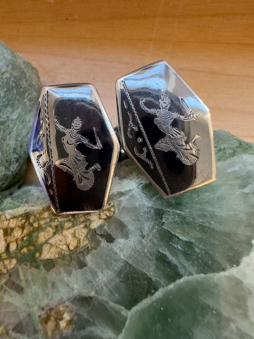 Vintage SIAM STERLING Cufflinks Niello Mekalla Dancers, Vintage Sterling Cufflinks - REF 3767 - Etsy