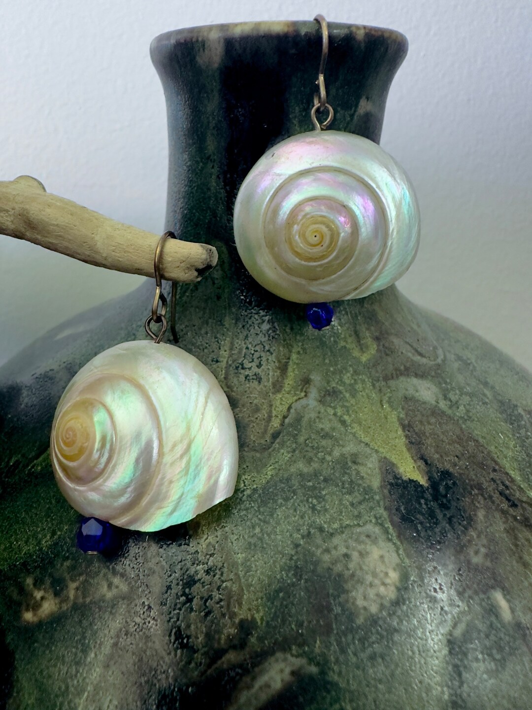 Vintage RARE Nautilus Shell Earrings Iridescent UPCYCLED Earrings ...