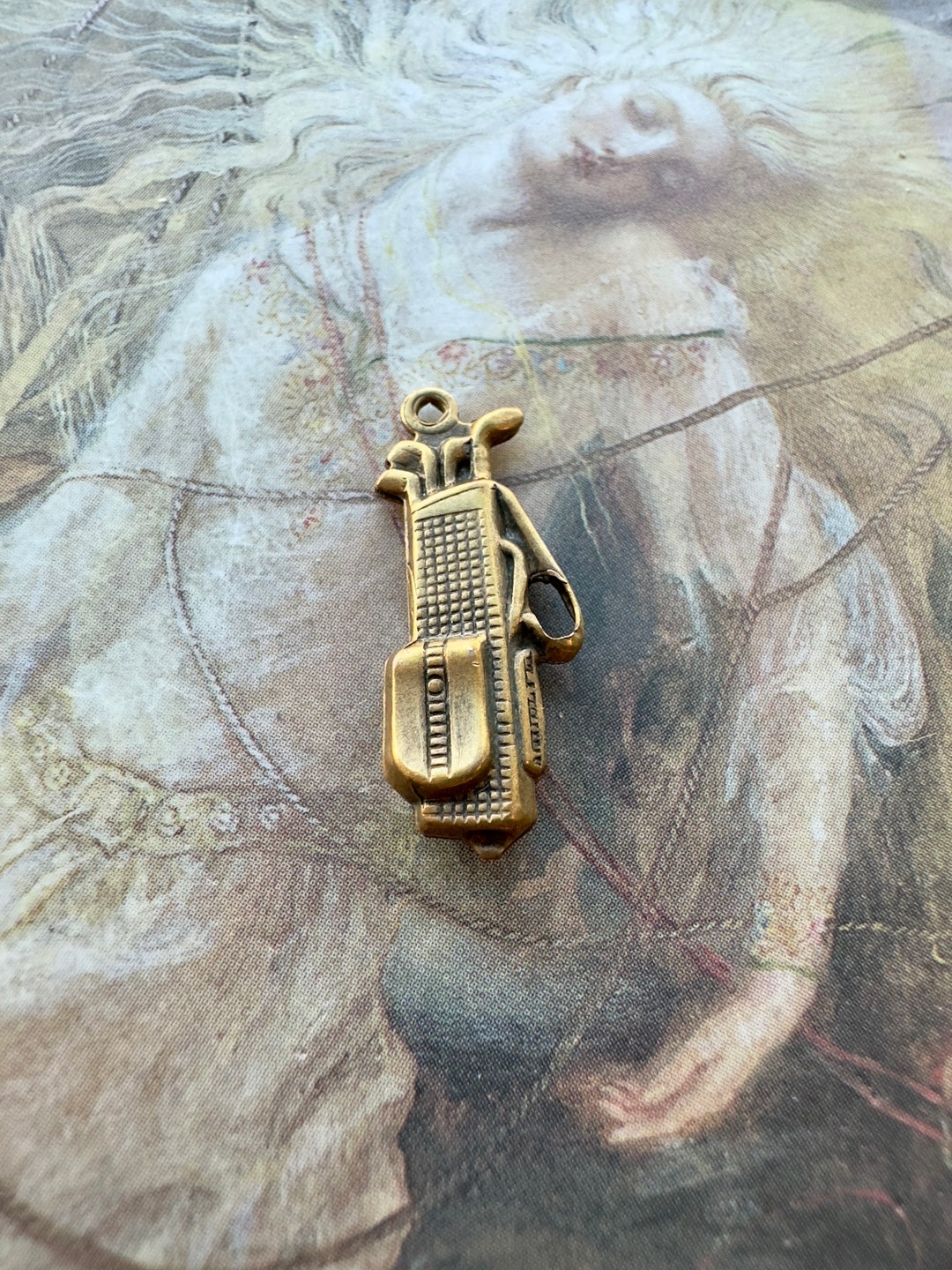 Vintage Old Golf Bag Charm Solid Brass Bronzed Plated Deco Ornate ...