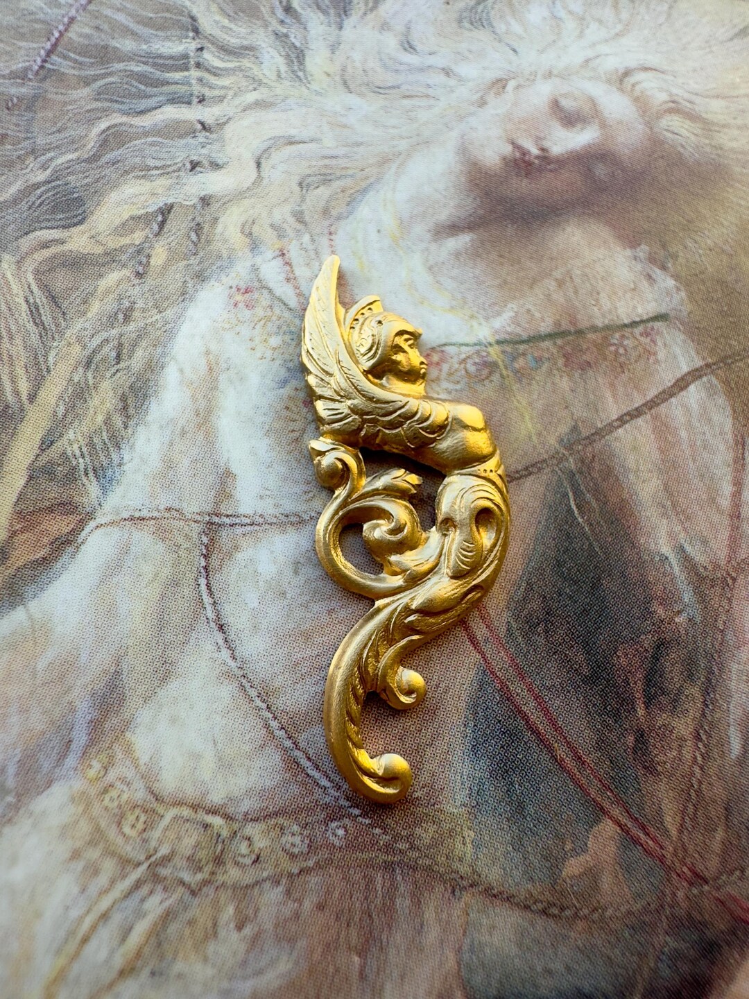 Vintage Art Deco Gryphon Chimera Protection Guards Old Brass Rich Gold ...