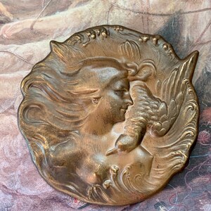 Vintage Solid Brass Goose Girl Goddess Woman Art Nouveau Detailed Piece ...