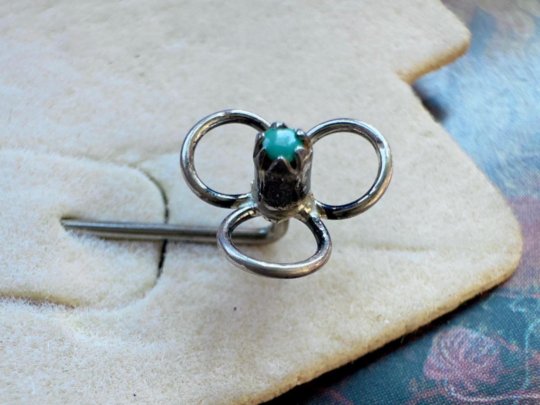 Vintage NOS Pawn Sterling Silver Turquoise Stick PIN, Finely Detailed ...
