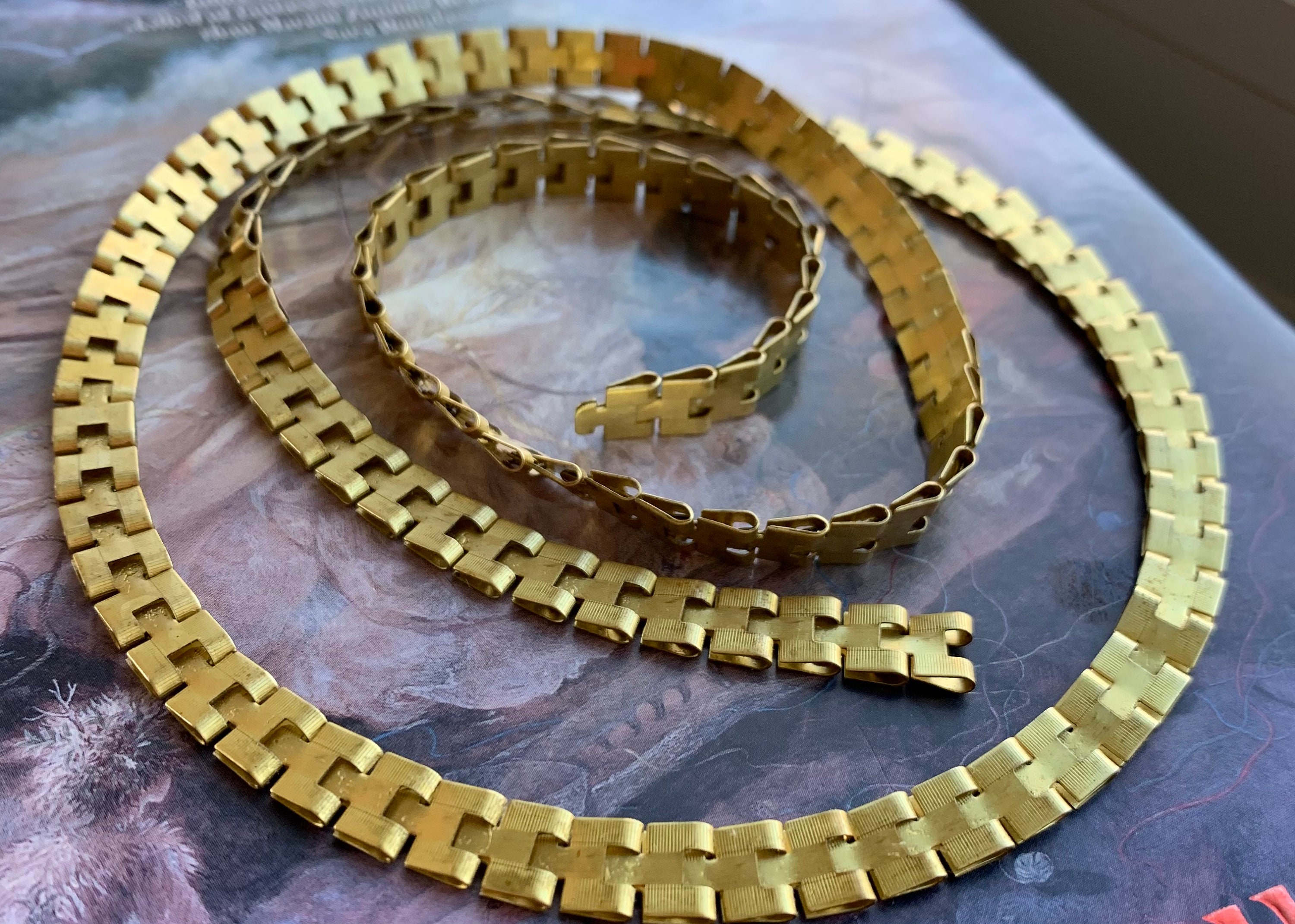 2 Feet Vintage BOOK CHAIN Solid Brass Old Jewelers Stock Watch | Etsy