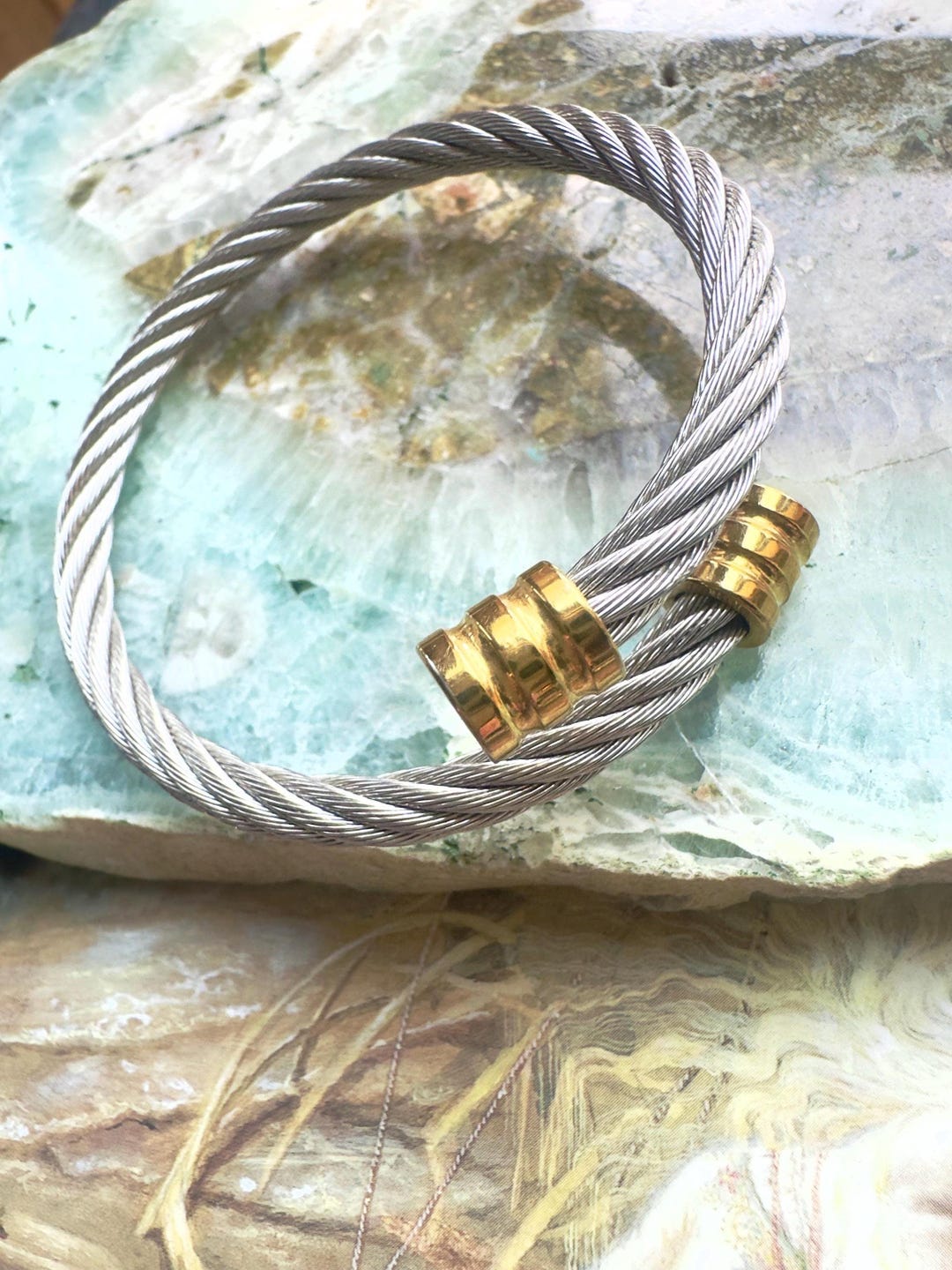 Charriol Genève Cable Torque Bangle, Gold Plated End Caps, Twisted ...