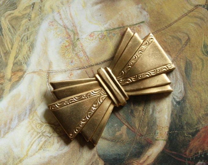 Vintage Original Old Brass Deco Bow Piece Findings Stampings REF 284 - Etsy