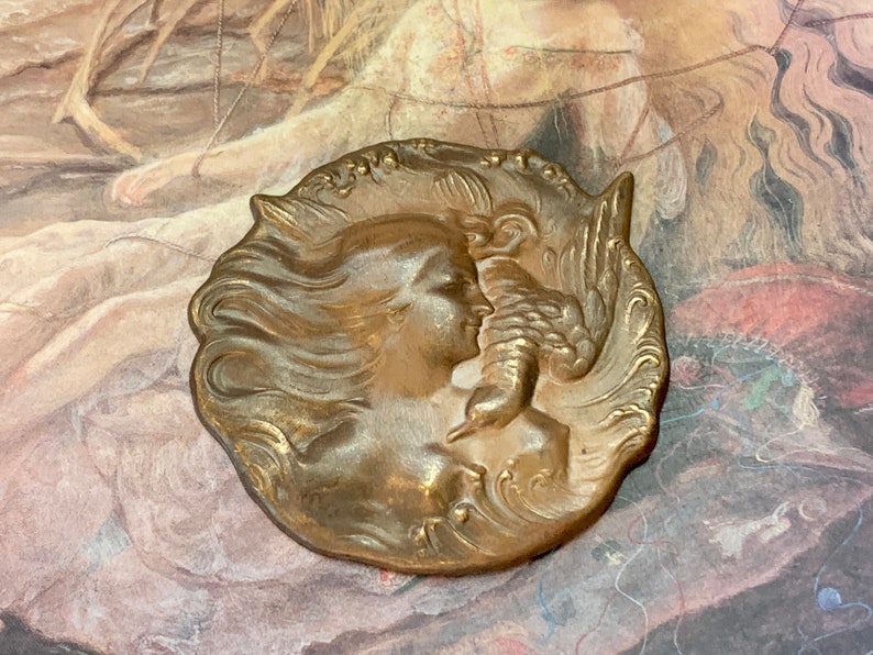 Vintage Solid Brass Goose Girl Goddess Woman Art Nouveau - Etsy