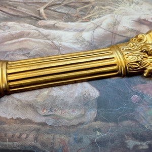 Vintage Old Solid Brass Repousse LARGE Art Deco Column Pendant Finding ...