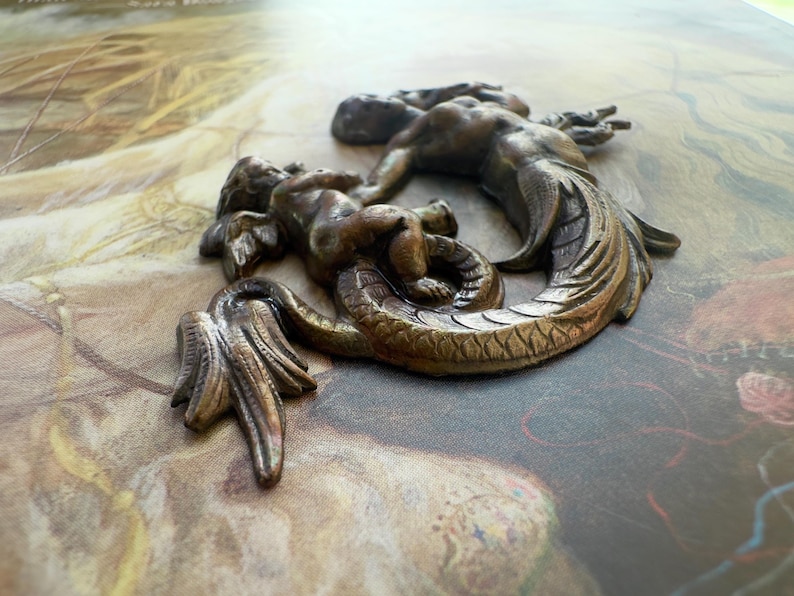 Vintage RARE Old Brass AMAZING Mermaid Maiden Nouveau Woman Water ...