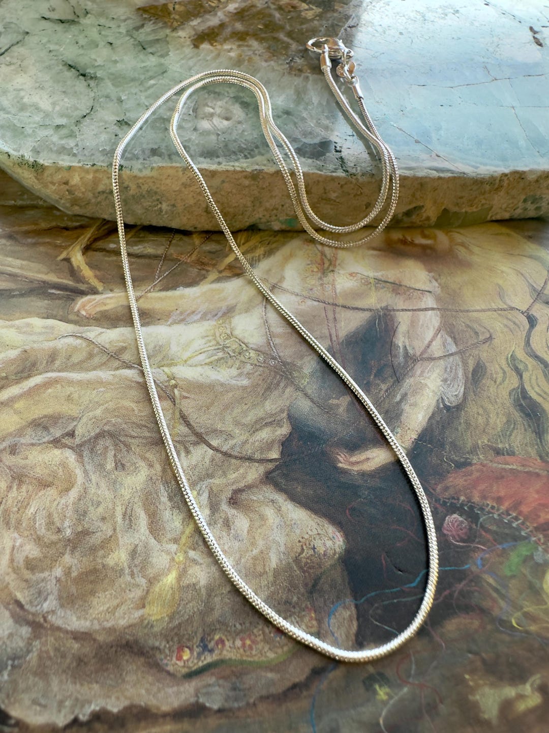Vintage Italy Sterling Silver SNAKE Chain Necklace 19