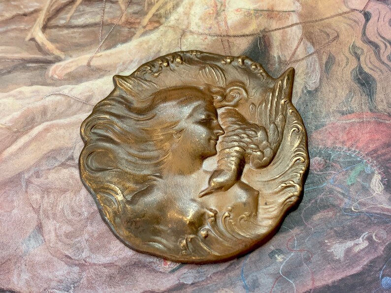 Vintage Solid Brass Goose Girl Goddess Woman Art Nouveau - Etsy