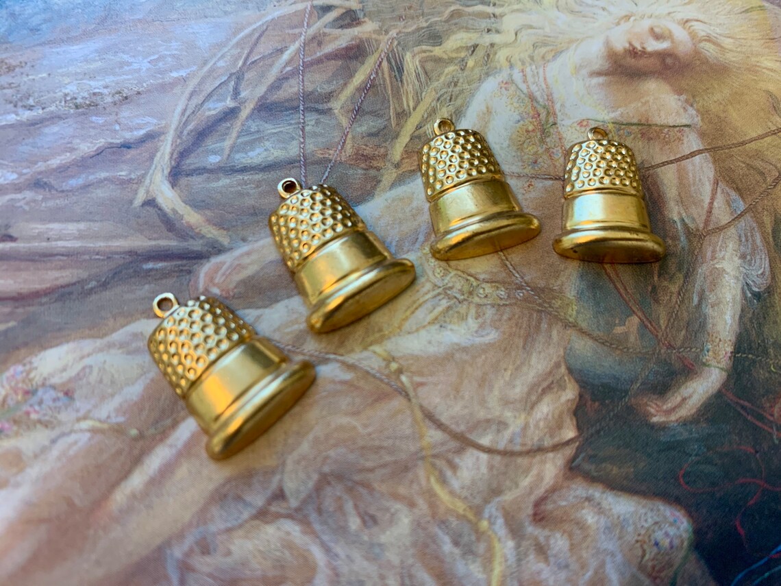 4 Vintage Old Brass Thimble Charms Sewing Pendants Findings - Etsy