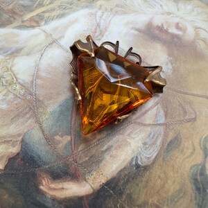 Vintage RARE Butterfly Topaz Czech Glass UPCYCLED Solid Brass Filigree ...