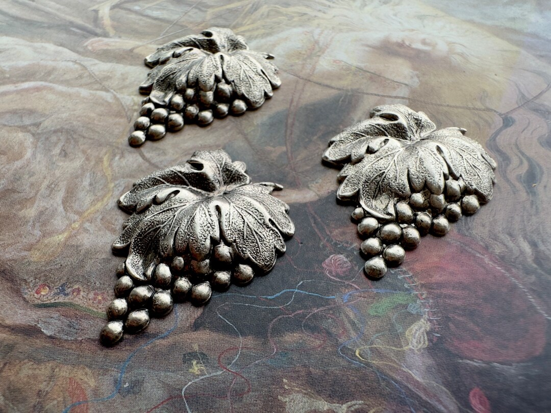 3 Vintage Old Silver Plated Victorian Grapes Motif Deco Ornate ...