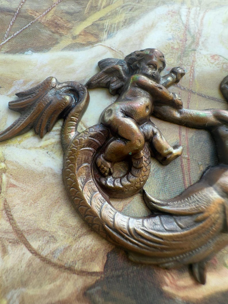 Vintage RARE Old Brass AMAZING Mermaid Maiden Nouveau Woman Water ...