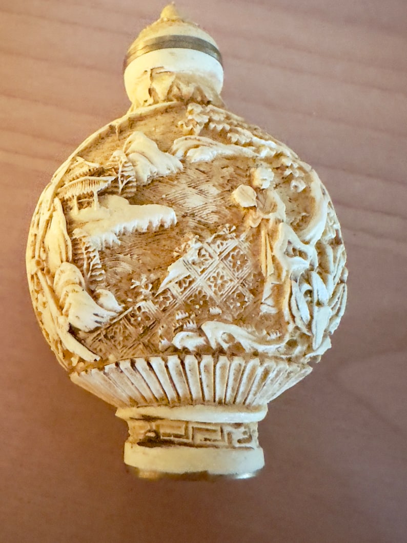 Vintage Snuff Bottle Lacquerware Ivory Resin Qianlong Mark - Etsy