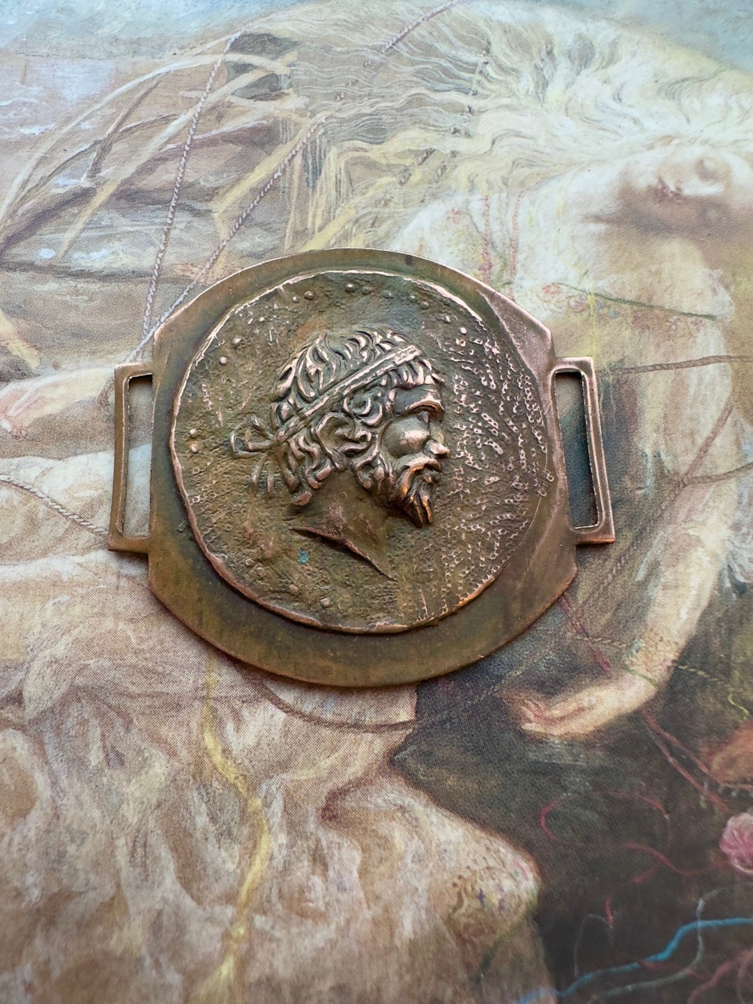 Vintage Rare Old Brass Art Nouveau Greek Roman God Repousse Jewelry ...