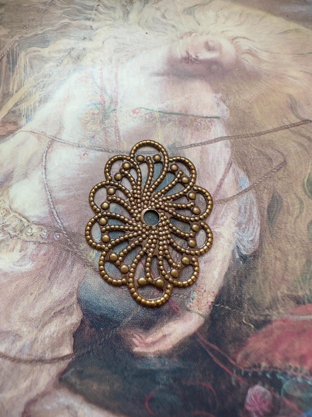 Vintage Solid Brass Filigree Connector Art Deco Ornate Drop Pendant ...