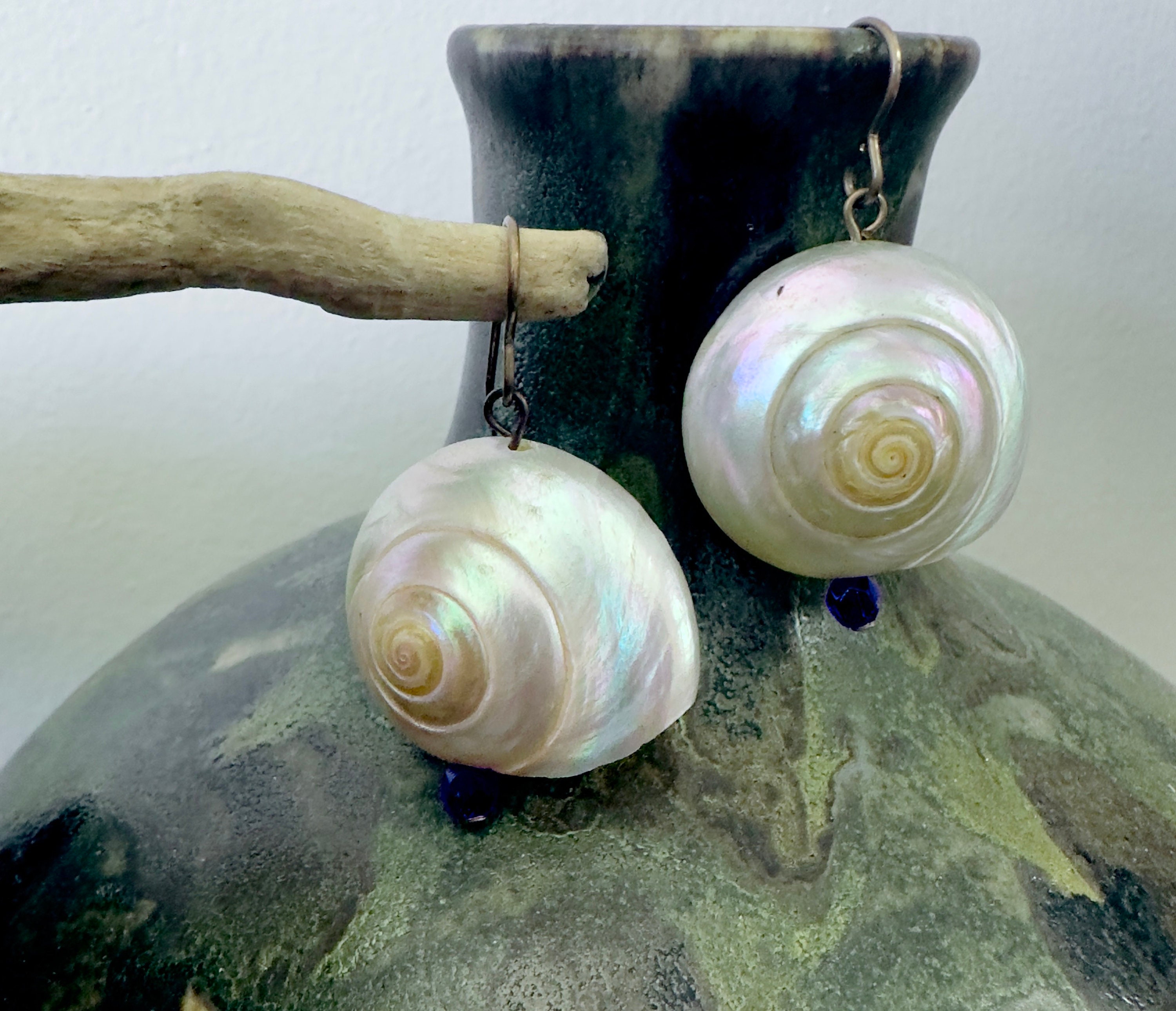 Vintage RARE Nautilus Shell Earrings Iridescent UPCYCLED Earrings ...