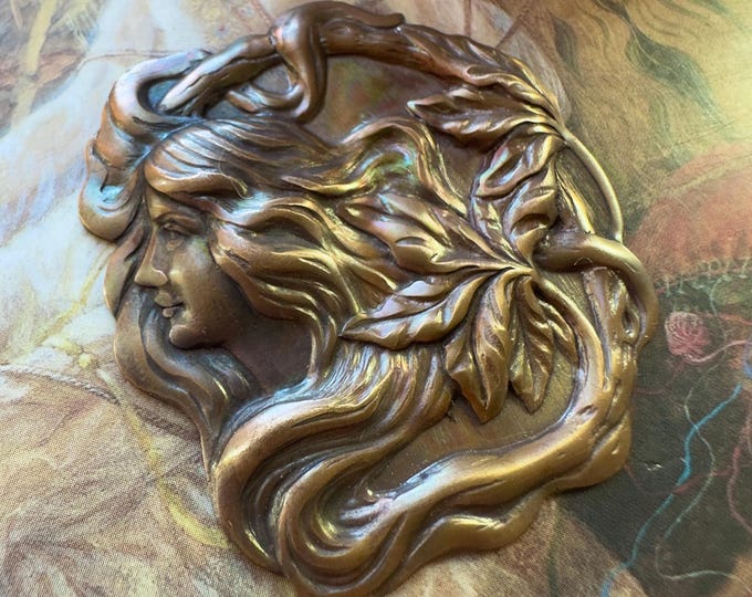 Vintage Solid Brass Vines Goddess Woman Art Nouveau Detailed Piece ...