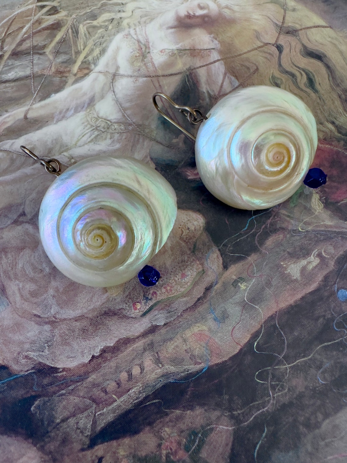 Vintage RARE Nautilus Shell Earrings Iridescent UPCYCLED Earrings ...