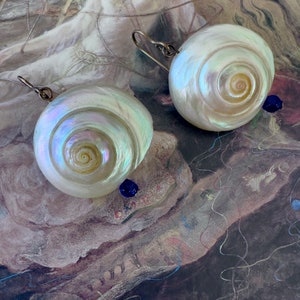 Vintage RARE Nautilus Shell Earrings Iridescent UPCYCLED Earrings ...