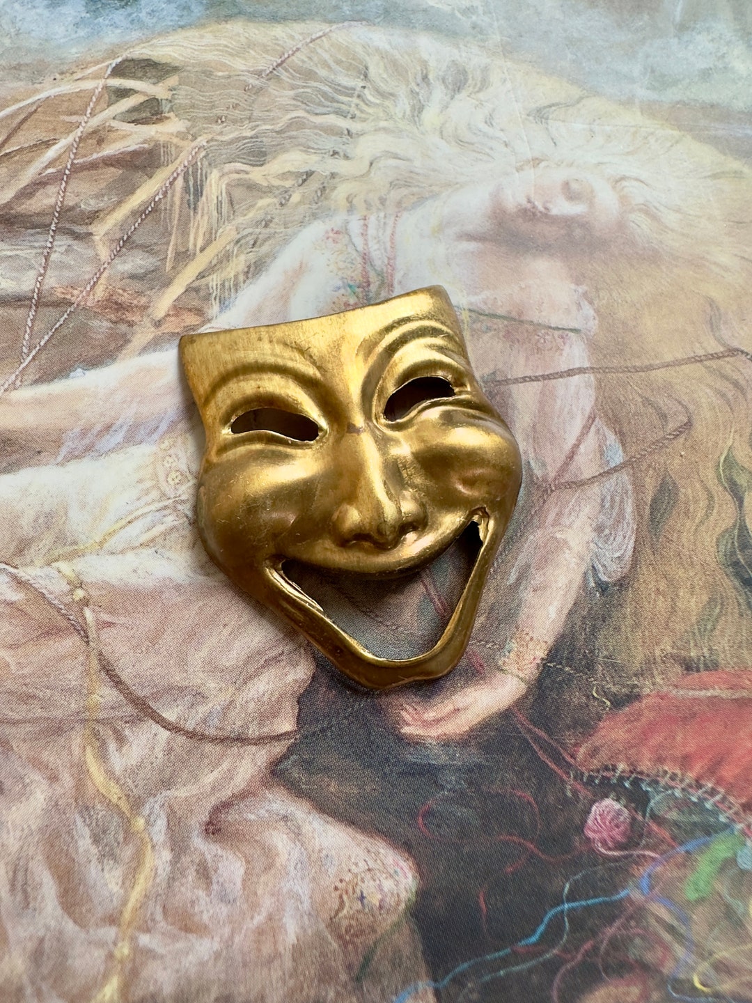 Vintage RARE Old Solid Brass Original Art Deco Thalia Comedy Mask ...