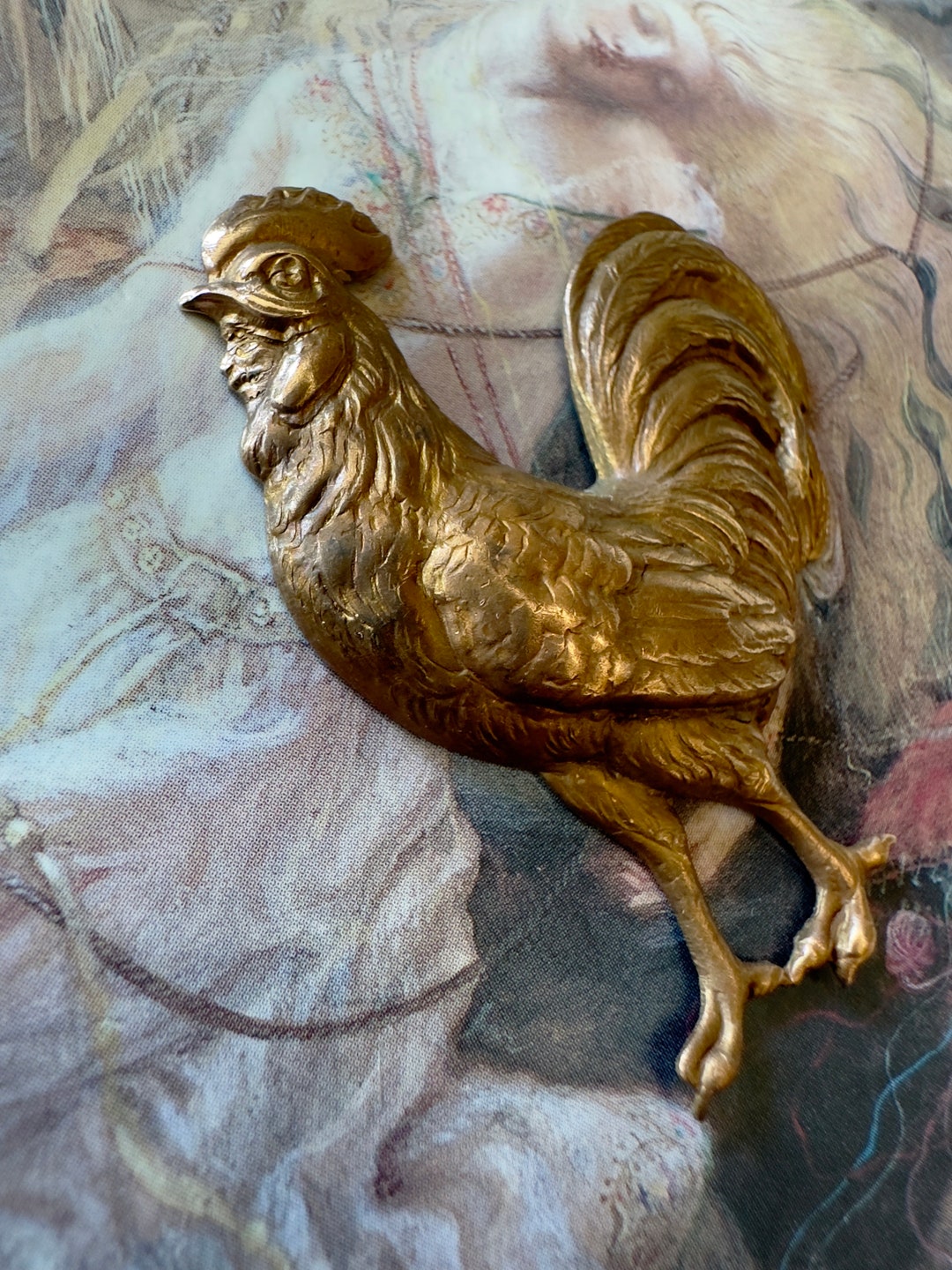 Vintage RARE Very OLD Hidden Man in Rooster 2" Solid Brass Piece ...
