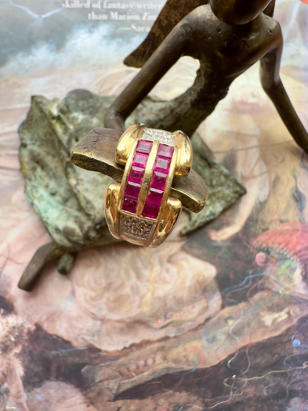 Vintage 14K Solid Gold Ruby Ring, Vintage 1990s Jewelry 6.3 Grams, Size ...