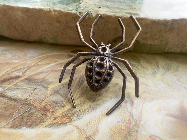 Vintage Rare Old Solid Brass Spider Repousse Pendant Pave Stamping ...