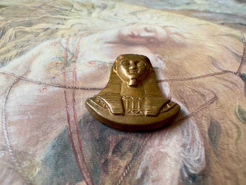 Vintage RARE Old Solid Brass Egyptian Pharaoh King Tut Piece Pendant ...