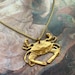Vintage Gold Crab Lovely Solid Brass Pendant Necklace Ocean Beach Sea ...