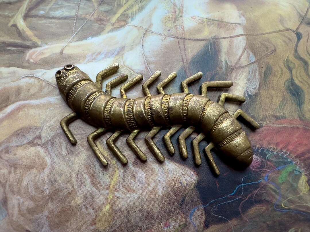 Vintage Rare Old Solid Brass Centipede Insect Bug Art Deco Repousse ...