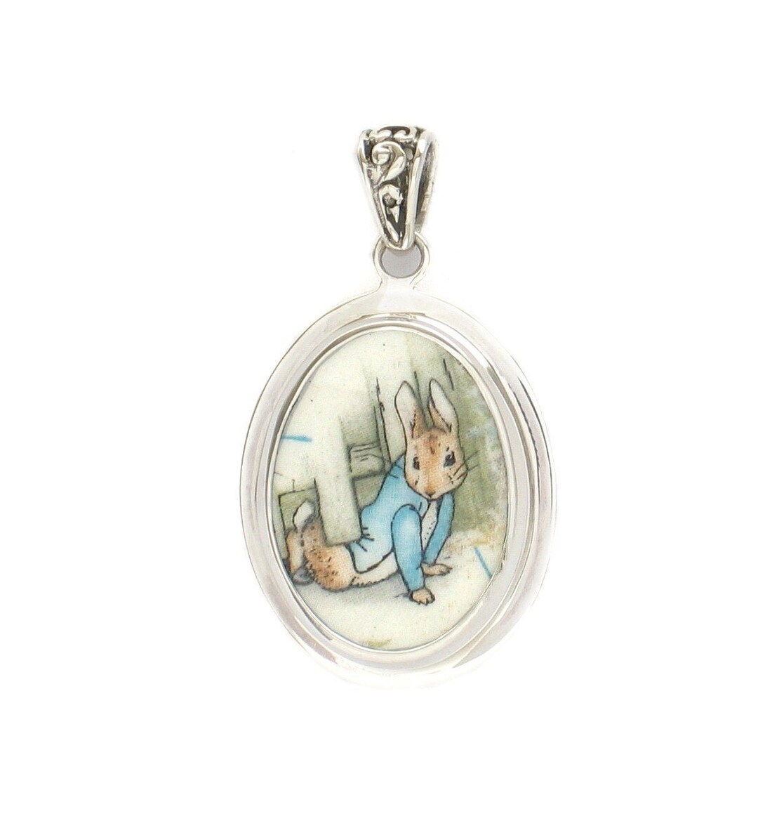 Broken China Jewelry Beatrix Potter Peter Rabbit Under the Fence ...