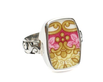 Broken China Jewelry Royal Albert Lady Carlyle Pink Rose | Etsy