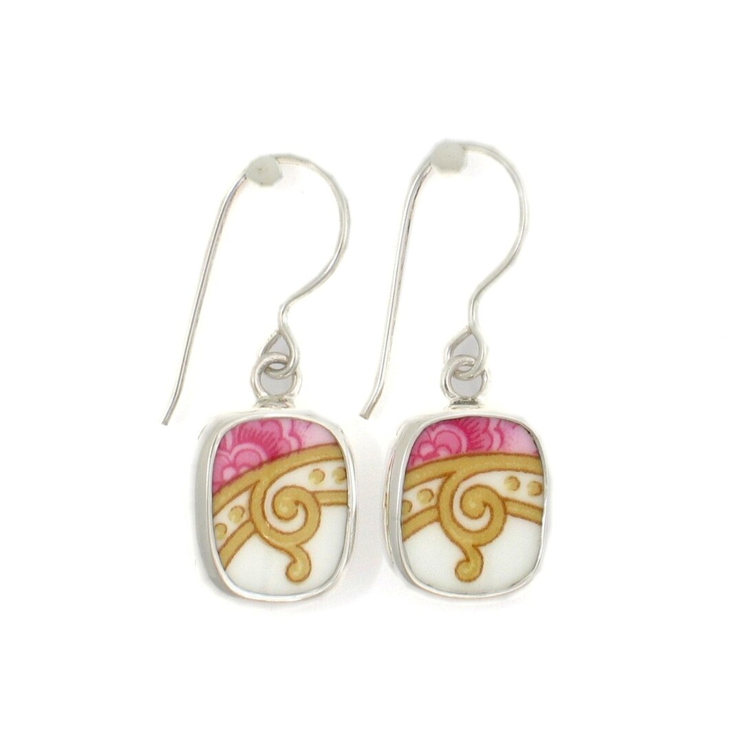 Broken China Jewelry Lady Carlyle Pink Yellow White Scroll Sterling ...